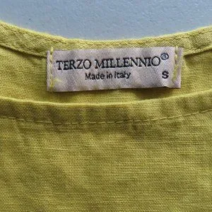 Terzo Millenio | Tops | Linen Shirt Chartreuse Yellow Green Crochet ...